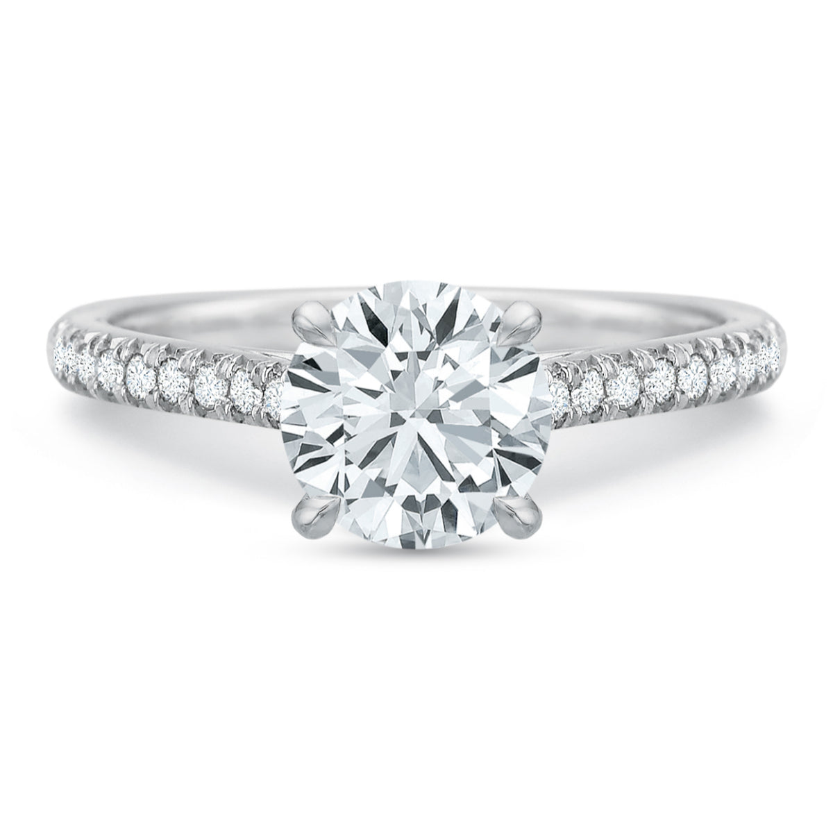 18K Gold New Aire Shared Prong Semi-Mount Ring – James Free Jewelers 18K Gold New Aire Shared Prong Semi-Mount Ring – James Free Jewelers