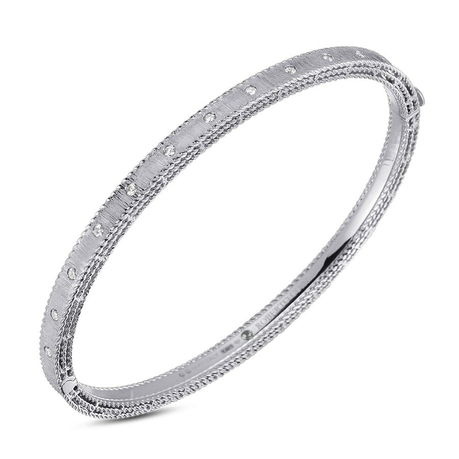 18K Gold Princess Diamond Satin Bangle – James Free Jewelers