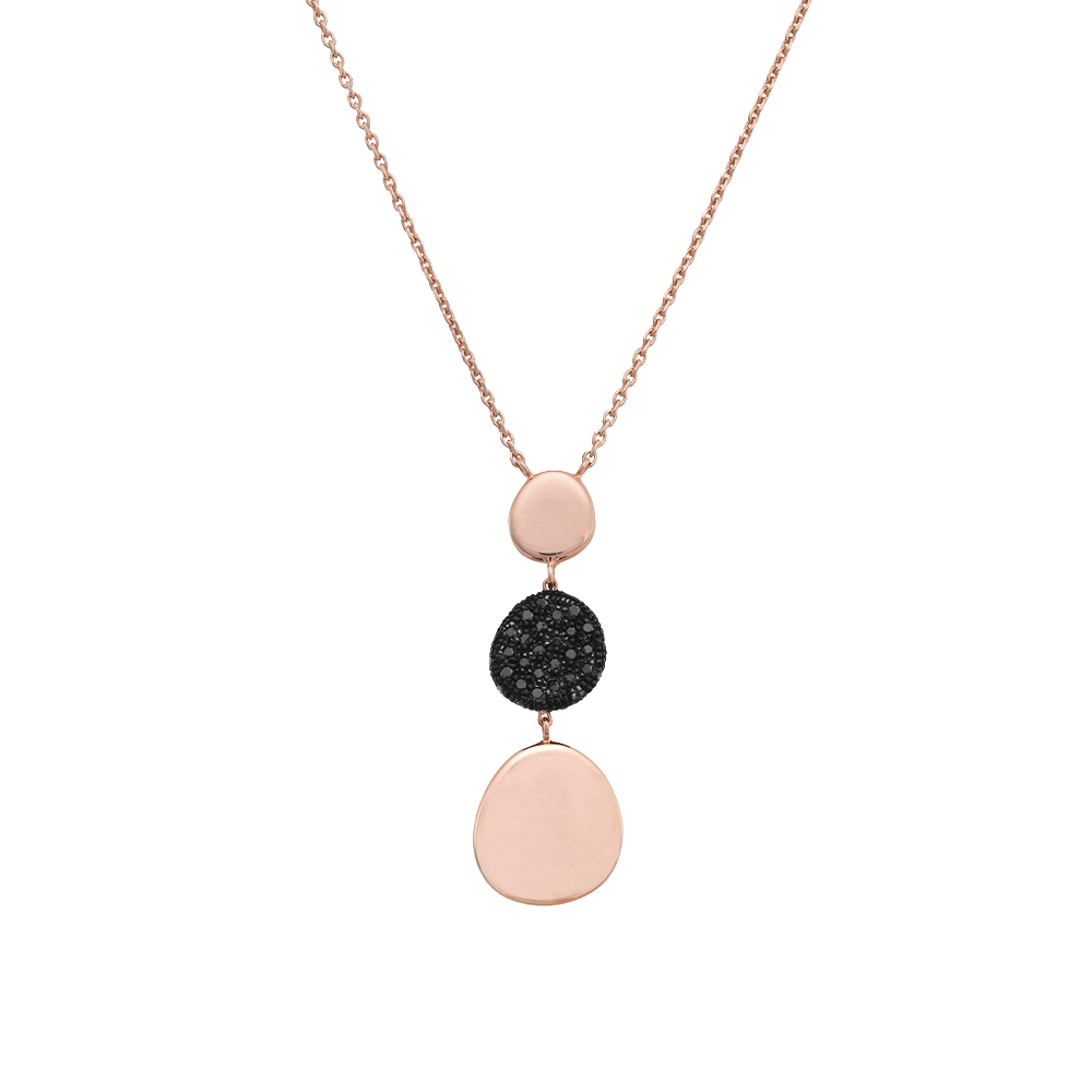 18K Gold IB Noir Black Diamond and Corundum Triple Disk Pendant Neckla ...