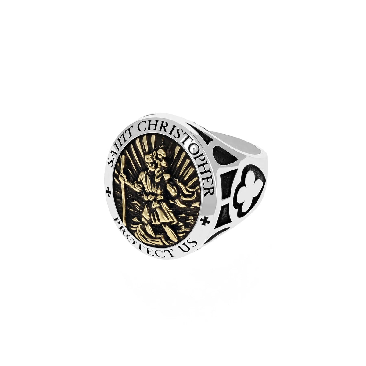 Sterling Silver & Gold Alloy Saint Christopher Signet Ring – James Free ...
