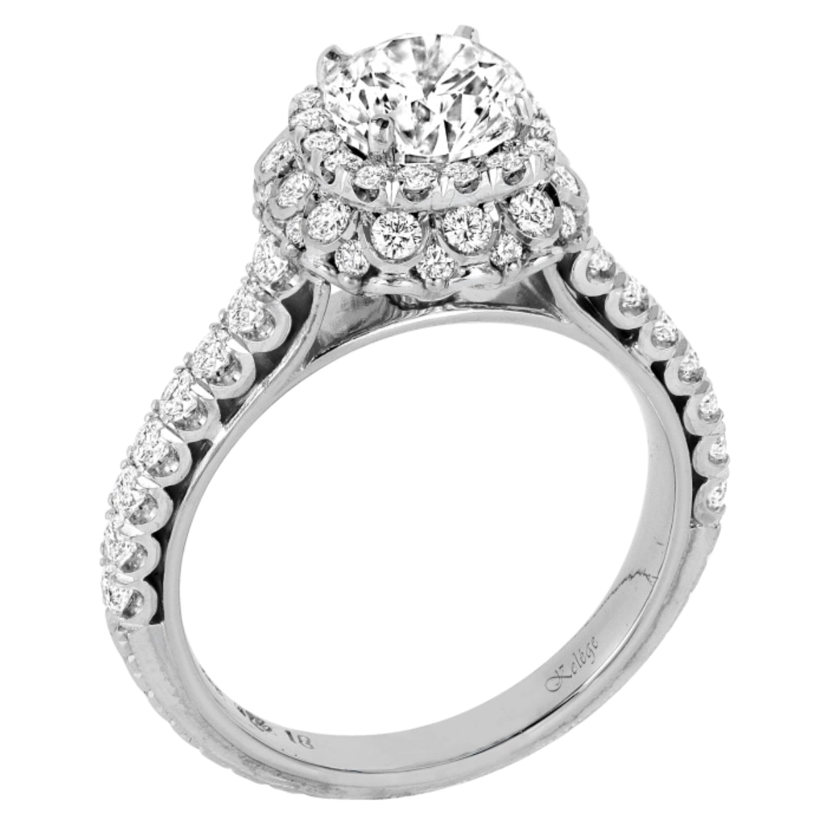 Jack Kelege 18K White Gold Diamond Halo Semi-Mount Ring KGR1178 – James ...
